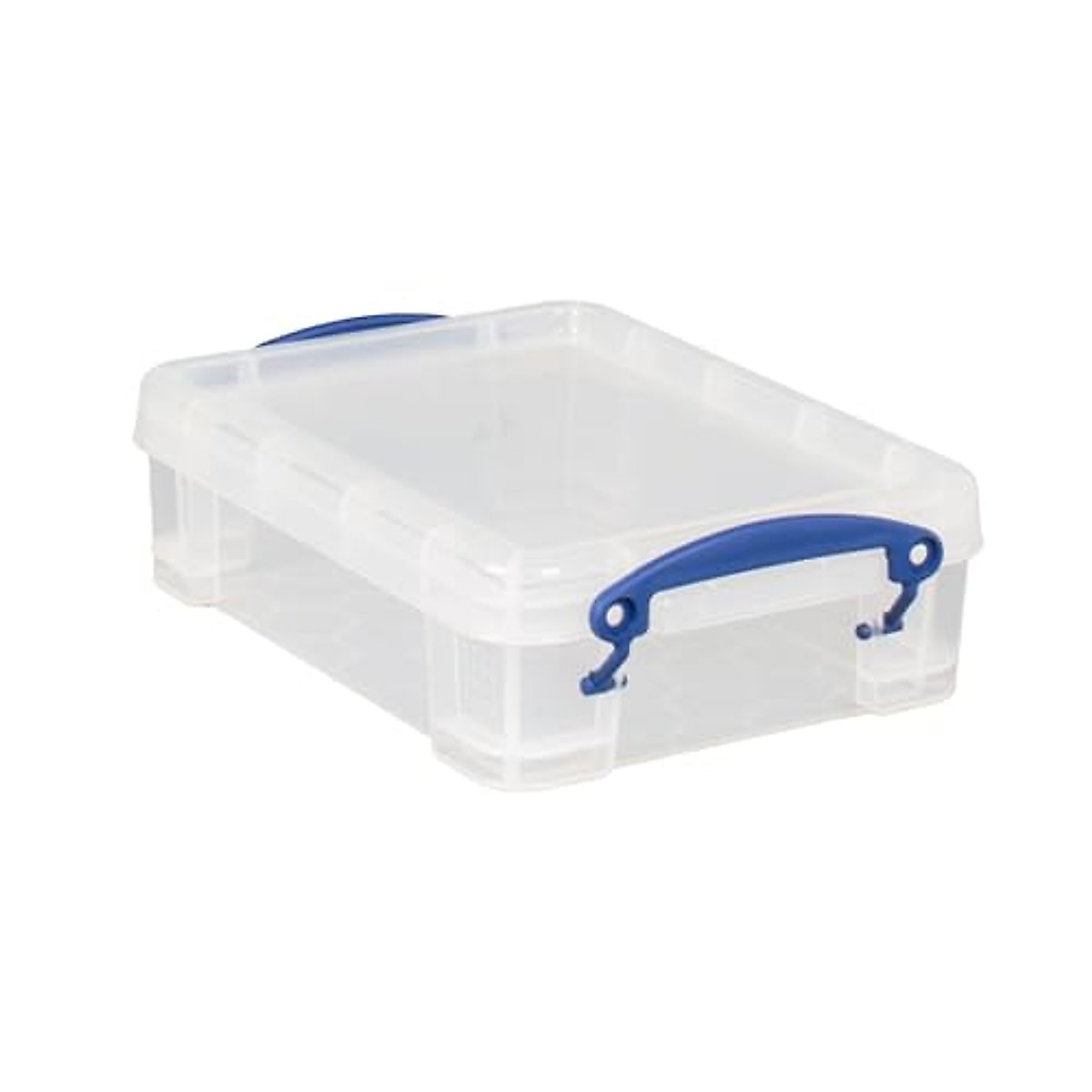 Really Useful Box 1.75 Liter Plastic Stackable Storage Container with Snap Lid & Built-In Clip Lock Handles for Home or Office Organization, 4 Pack