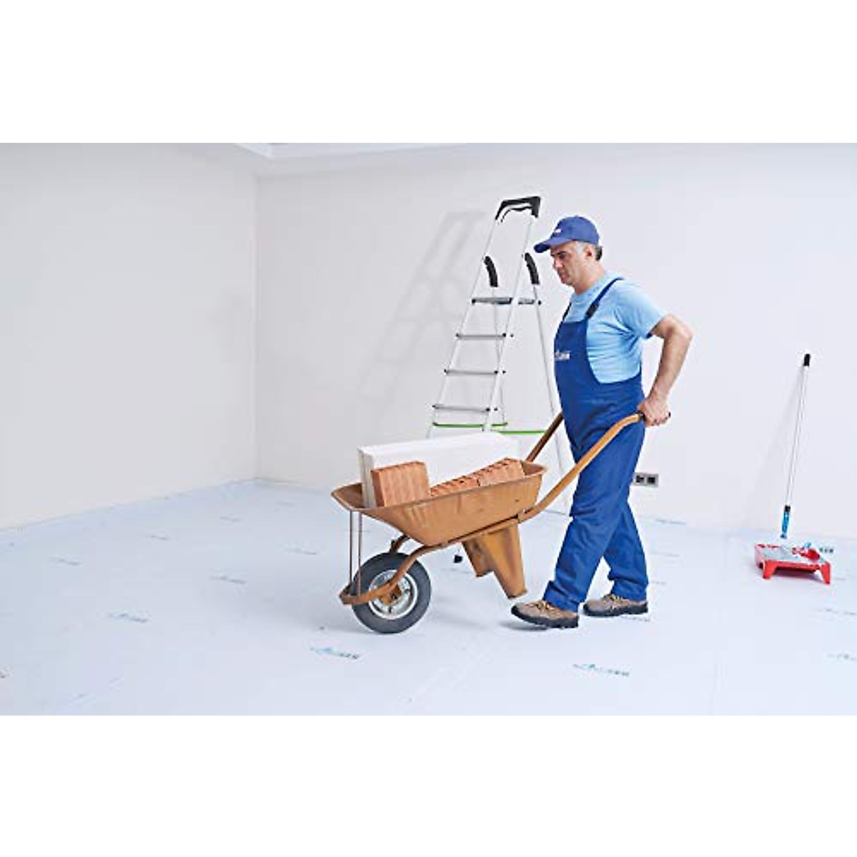 KORUSER Temporary Floor Protection 36’’ x 100’ - Anti Slip, Easily Applied Save Your Time - 100% Paint Proof – Reusable Material,Coverage of 300 sqft!