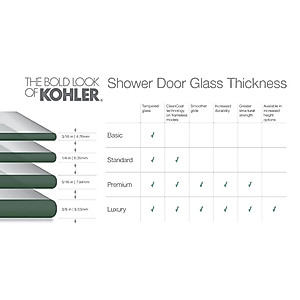 KOHLER Revel sliding bath door, 55-1/2"H x 56-5/8 – 59-5/8"W, with 1/4" thick Crystal Clear glass