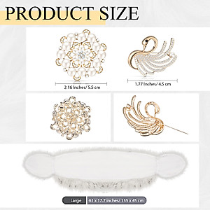 Geyoga 6 Pack Women's Faux Fur Shawl Fur Bridal Bridesmaid Wrap Winter Wedding Scarf Stoles with Pearl Rhinestone Brooch (Gray White)