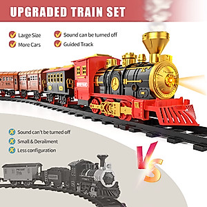 Locomoto Train Set - Electric Train Toys w/Smoke, Light and Sounds (ON/Off), Toddler Train Sets for Boys 2-4 w/Steam Locomotive Engine, Carriages and Tracks, Christmas Toy Train for Preschool Kids
