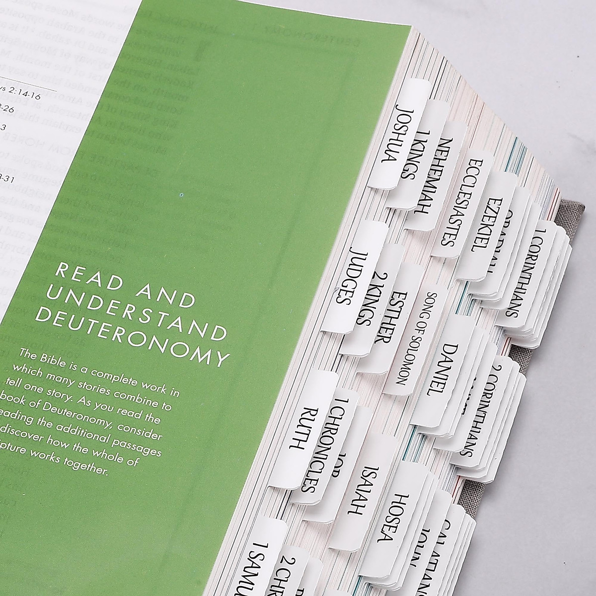 Thinkor Reposition Laminated Bible Tabs, Large Print Stickers, Easy to Read and Apply Bible Tabs for Women and Man (Cream White)