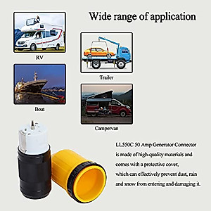 50 AMP Twist Lock Plug Female with Protective Cover, LL550C 50 AMP Generator Connector, CS6364 Generator Cord Cap 125 Volt//250 Volt Generator Plug