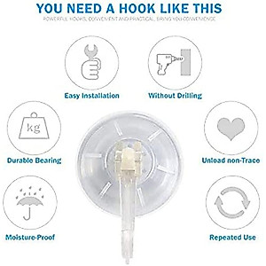 1st Choice Clear Plastic Suction Cup Hook, oobest 6 Pack Ultra Heavy Duty Hooks Strong Power Lock Hooks Vacuum Traceless Hooks Smooth Waterproof Oil-Proof Wall Shower Kitchen Window Bathroom Holder