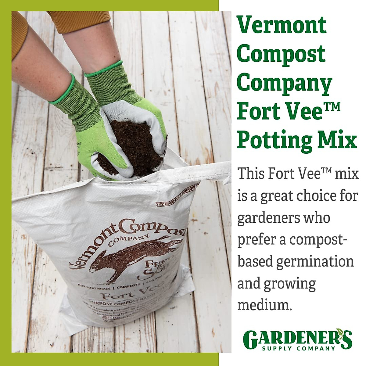 Vermont Compost Company Fort Vee - Organic Potting Soil Mix | High-Nutrient Compost-Based Potting Soil for Indoor & Outdoor Container Seed Starting, Plants & Vegetables Organic Gardening | 20 Quarts