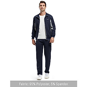 TBMPOY Men's Tracksuits Sweatsuits for Men Set Track Suits 2 Piece Casual Athletic Jogging Warm Up Full Zip Sweat Suits Navy/Grey XL