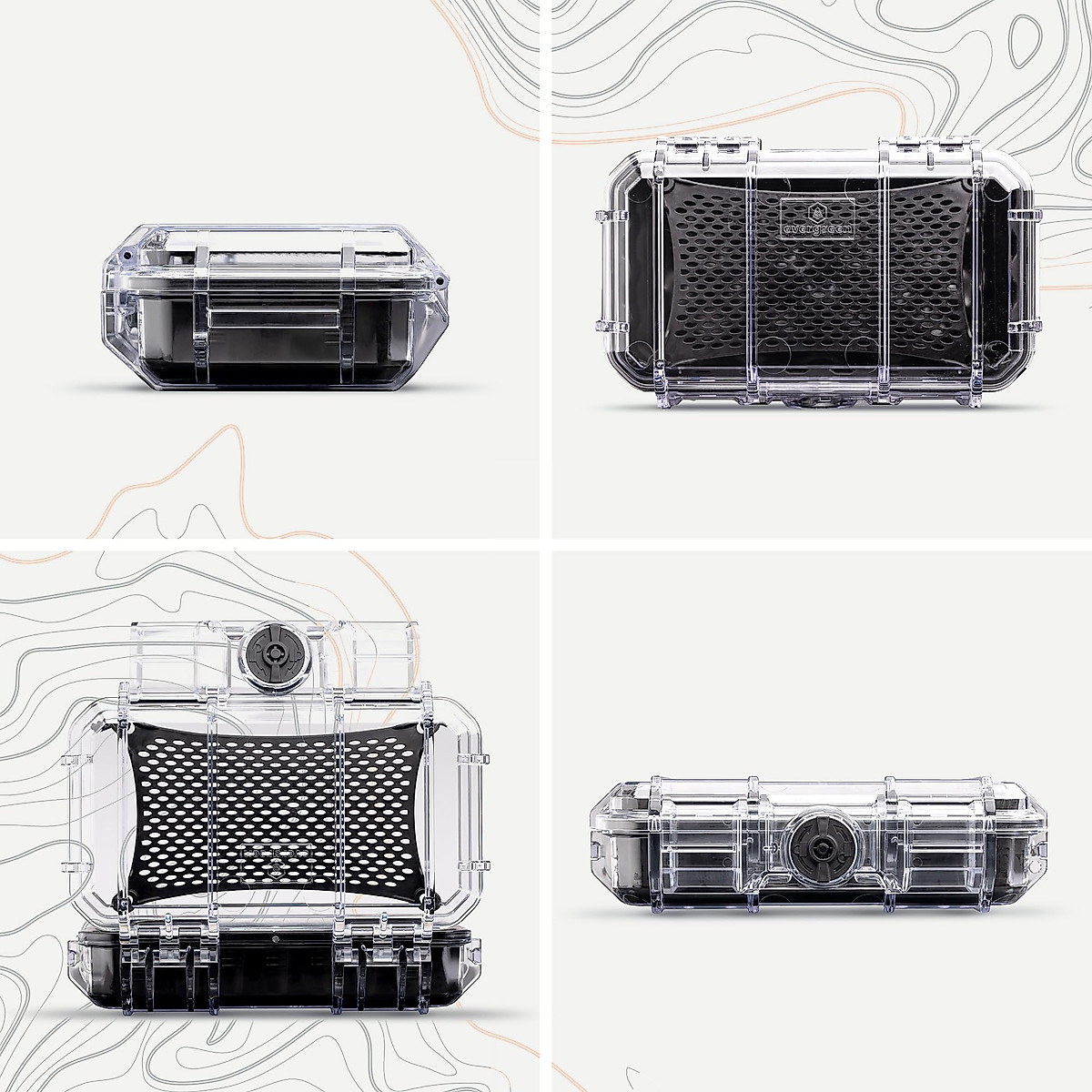 Evergreen 56 ToughBox - EDC Dry Box Protective Case USA Made for Organization of Cameras, Phones, Camping, Fishing, Hiking, Water Sports (Clear)