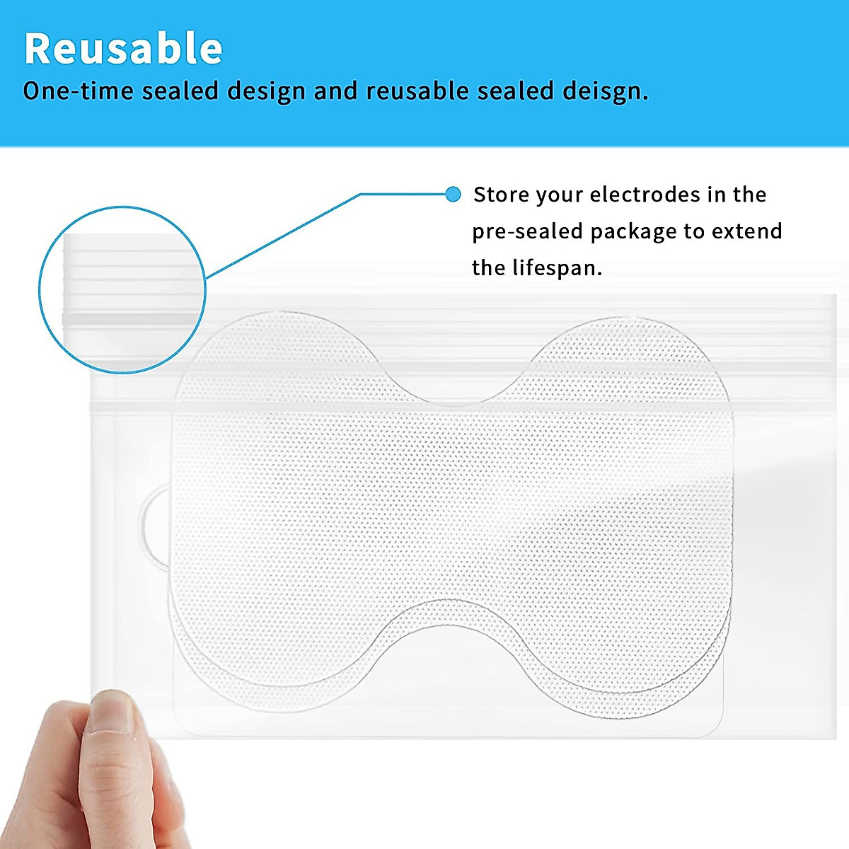 TENS Unit Replacement Pads, 8 PCS Premium Thickened Reusable Self-Adhesive Electrode Pads for EMS Muscle Stimulator Massager