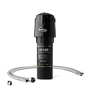 iSpring US15SD Direct-Connect Under Sink Water Filter System, High Capacity Filtration, Fit Kitchen and Bathroom Faucets, Reduces Lead and Chlorine, 10" x 2.5", Black