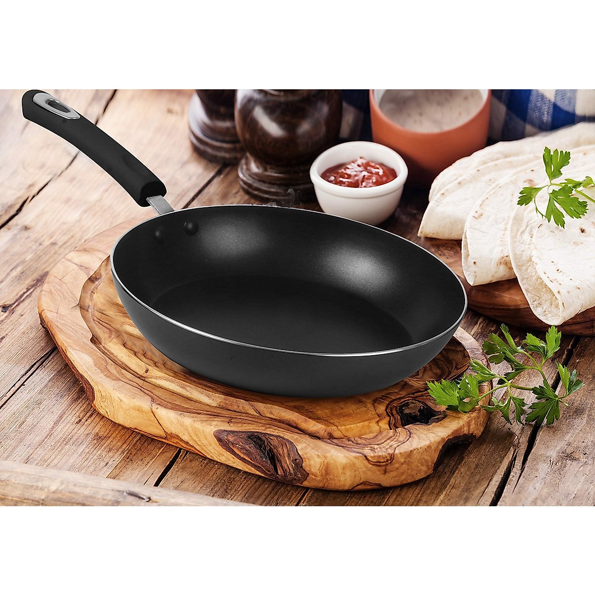 Utopia Kitchen 1 Quart & 2 Quart Nonstick Saucepans with Glass Lids & along with 8” 9” & 11” Nonstick Frying Pan - Induction Bottom - Multipurpose Use for Home Kitchen or Restaurant - Grey-Black