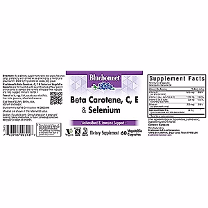 BlueBonnet Beta Carotene C and E Plus Selenium Vegetarian Capsules, 60 Count