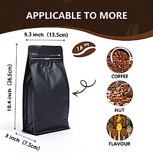 Coffee Bags with Valve - 50 Count Resealable Flat Bottom Pouch - 1 Pound Vented Coffee Packages Bags with Zipper by Absorated
