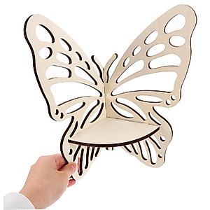 Ciieeo Wooden Butterfly Floating Shelf Ledge Delicate Books Display Rack Hanging fine Bookshelf Bohemia Books Display Wall Shelf Stand Pendant Crystal Stone Accessories