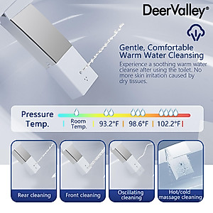 DeerValley Smart Toilet, One Piece Bidet Toilet for Bathrooms,Modern Elongated Toilet with Warm Water Sprayer & Dryer, Foot Sensor Operation, Heated Bidet Seat with Remote Control