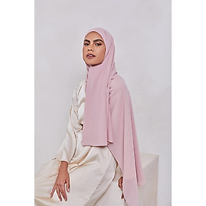 Febfim 4 PCS Muslim Women Soft Premium Solid Chiffon Hijab Scarves Shawl Long Scarf Wrap Scarves with Gift Box (Mix Color F)