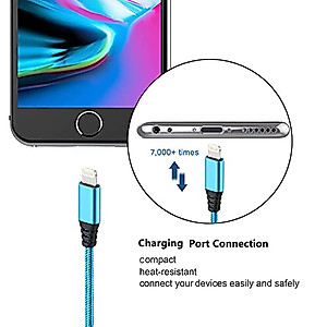 Aurnoet iPhone Charger 5Pack 10FT Lightning Cable Nylon Braided USB Cables Fast Charging Apple MFi Certified Compatible with iPhone 14/13 mini/14/13/12/11 Pro MAX/XR/XS/8/7/Plus/6S/SE/iPad