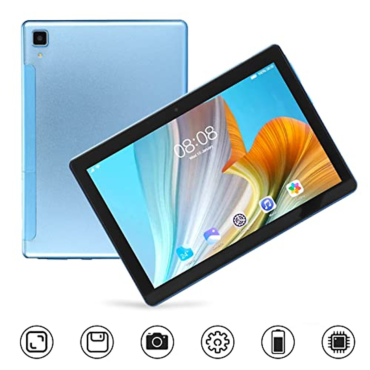 Leftwei Tablet PC, 100-240V 2.4G 5G Dual Band Calling 8.1 Inch Calling Tablet Blue 4GB 64GB for 12 (US Plug)