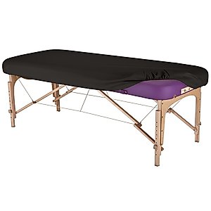EARTHLITE Massage Table Protection Cover – 100% PU, Fitted Sheet, Fits Round & Square Corners (28-32"), Black