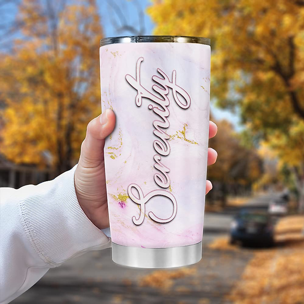 Wassmin Personalized Tumbler Stainless Steel Cup With Lid Custom Name 20oz 30oz Marble Double Wall Vacuumed Insulated Tumblers Travel Coffee Mug Birthday Christmas Gifts For Men Women
