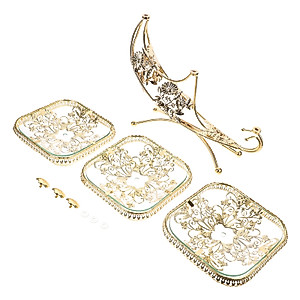 BESTOYARD 3 Tier Serving Stand European Style Glass Serving Platters Serving Trays for Snacks Appetizers Fruit Salad Cupcake Dessert Tea Party Display