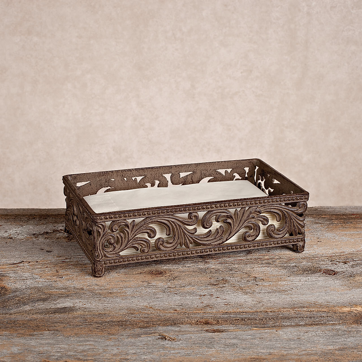 Acanthus Leaf Design Cast Metal Guest Towel Holder