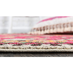 Unique Loom Sedona Collection Southwestern, Border, Over-Dyed, Animals, Tribal, Abstract Area Rug, 6 Feet, Pink/Beige