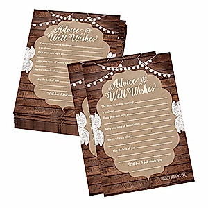 50 Rustic Wedding Advice Cards - Wedding Card Boxes For Reception, Wedding Guest Book Alternative, Advice Cards For Bride and Groom, Bridal Shower Games For Guests, Advice For the Bride Wedding Games