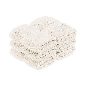 SUPERIOR Solid Egyptian Cotton Face Towel Set, 13" x 13", Cream, 6-Pieces