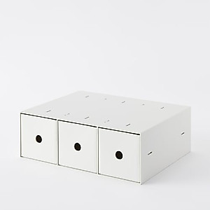 MUJI NCD69A9A Polypropylene Small Storage Box, 3 Tiers, White Gray, Approx. Width 4.3 x Depth 9.6 x Height 12.6 inches (11 x 24.5 x 32 cm)