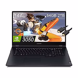 2023 Lenovo Legion 5 17.3" FHD IPS 144Hz (AMD 8-Core Ryzen 7-5800H, 64GB RAM, 2TB PCIe SSD, GeForce RTX 3050 4GB) Gaming Laptop, Backlit Keyboard, WiFi 6, FreeSync, Ray Tracing, IST Cable, Win 11 Home