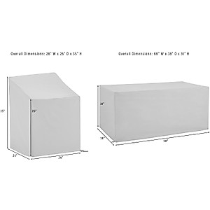 Crosley Furniture Patio Furniture Covers, Waterproof 7-Piece Cover Set for Dining, Outdoor Table and Chairs, Gray