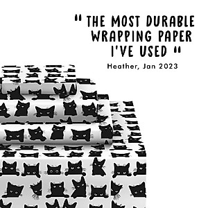 CENTRAL 23 Cat Wrapping Paper - Black Cat - Eco-friendly - 6 Sheets Gift Wrap - For Cat Mom Fur Parent - Comes With Stickers - Gift Wrapping Paper For Christmas Birthday Anniversary Baby Shower