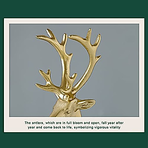 BULINGNA 2Pcs Christmas Reindeer Figurines, Resin Elk Sculpture Miniature Figurine Xmas Deer Statue Artificial Animal Crafts Home Decoration Ornament (Solid Gold)