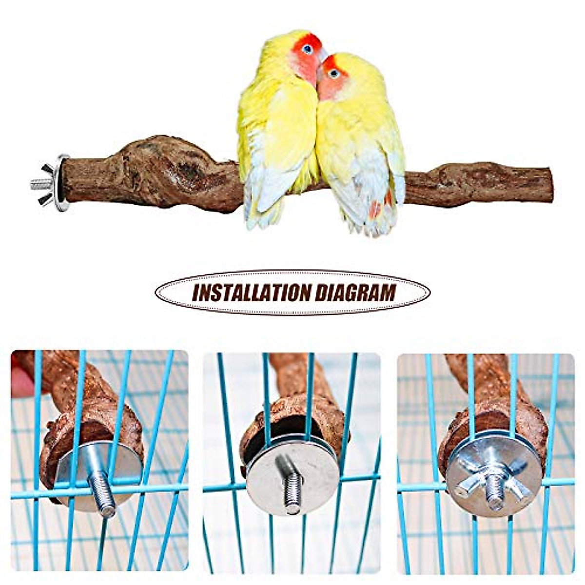 2 Packs Parrot Perch Stand,Natural Grapevine Wood Perch Parrots Cage Perch Toys Suitable for Small or Medium Parrots Parakeets Cockatiels Conures Lovebirds in Cage Accessories Supplies (Style-1)