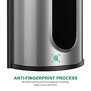 Plastic Bag Holder, Grocery Bag Holder and Dispenser for Plastic Bags,Wall Mount Bag Saver,Kitchen Trash Bag Organizer,Fingerprint Resistant,Brushed Stainless Steel,Matte Silver