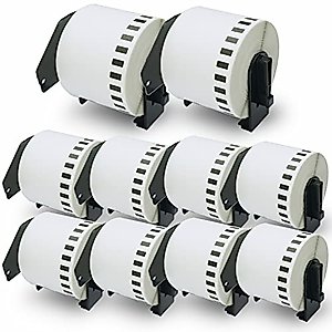 BETCKEY - Compatible Continuous Label Replacement for Brother DK-2205 (2-3/7" x 100'), Use with Brother QL Label Printers [10 Rolls]
