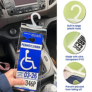 Handicapped Parking Placard Holder - Disabled Placard Protective Mirror Tag Holder with Larger Hanger by Tbuymax(Set of 4)