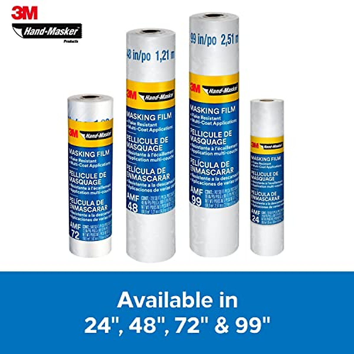 3M Hand Masker Advanced Masking Film, 72 in x 90 ft, Static Cling Keeps Film in Place, Prevents Liquids From Bleeding Through, Flake Resistant, For Indoors & Outdoors Use, 1 Roll (AMF72)