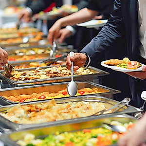 HANSGO Serving Utensils Stainless Steel, 6PCS Large Serving Utensils Including 2 Serving Spoons, 2 Slotted Spoons, 2 Serving Tongs for Wedding Party Family Dinners