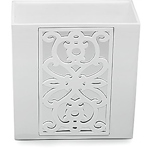 Creative Scents White Bathroom Trash Can - Decorative Bathroom Wastebasket - Mirrored Waste Basket for Bathroom, Bedroom, Powder Room Or Living Room - Durable Mirror Janette Bathroom Garbage Can