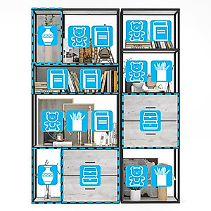 NAIYUFA Bookshelf with Drawers,Rustic Industrial Tall Bookshelf,Vintage Book Shelves Display Shelf for Home Office,Living Room (A+B)