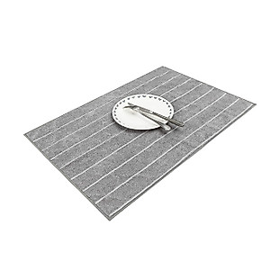 Microfiber Kitchen Towels - Super Absorbent, Soft and Solid Color Dish Towels, 8 Pack (Stripe Designed Grey and White Colors), 26 x 18 Inch