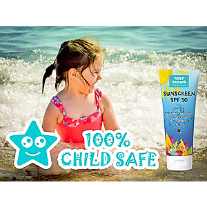 Reef Safe Sunscreen SPF 30+ All Natural, Water Resistant, Moisturizing, Biodegradable, Broad Spectrum UVA/UVB Coral Friendly Mineral Suncream from Reef Repair 4 fl. Oz