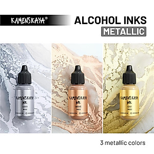 KAMENSKAYA Metallic Alcohol Ink Set: Gold Alcohol Ink, 3 pcs 0.51 fl oz (15 ml) Each