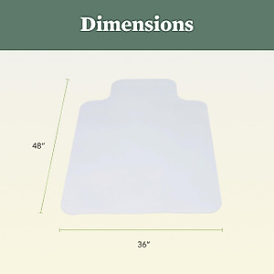 OFM Office Chair Mat for Carpet – Computer Desk Chair Mat for Carpeted Floors – Easy Glide Rolling Plastic Floor Mat for Office Chair on Carpet for Work, Home, Gaming with Extended Lip (36” x 48”)