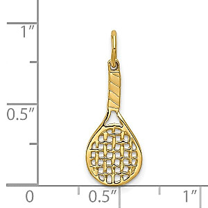 IceCarats 14K Yellow Gold Racquet Necklace Tennis Charm Sports Pendant Only