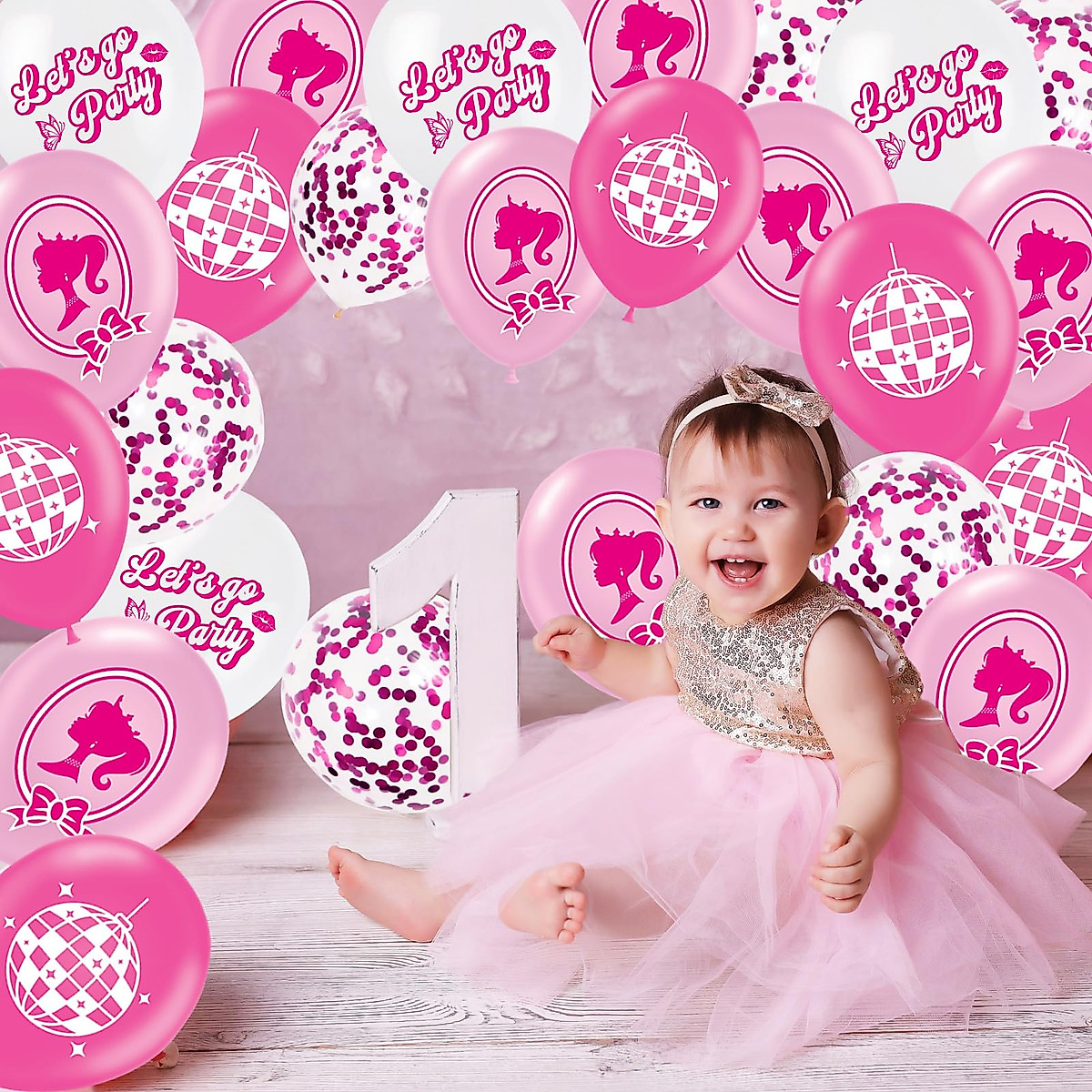 36 Pcs Pink Girls Balloons Birthday Party Supplies Hot Pink Balloons for Pink Princess Doll Theme Party Decorations for Girls Birthday, Baby Shower,Bachelorette Party