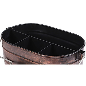 Homebia Designs Galvanized Metal Caddy with 4 Compartments, Rustic Farmhouse Kitchen Indoor Outdoor Picnic Utensil Holder, Multipurpose Storage Bin, Metal Garden Planters - 12 Inch - Copper Antique