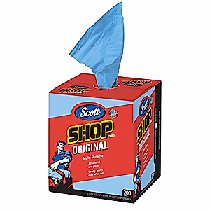 Scott Blue Shop Towels in a Box - 200 Sheets & Permatex 25219 Fast Orange Pumice Lotion Hand Cleaner with Pump, 1 Gallon