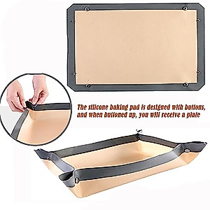 AILIFEER Leak free non stick silicone baking mat,silicone oven liners, corners can be snapped together, BPA free, for pans, air fryers, ovens, placemats (16.54inch*11.61inch)